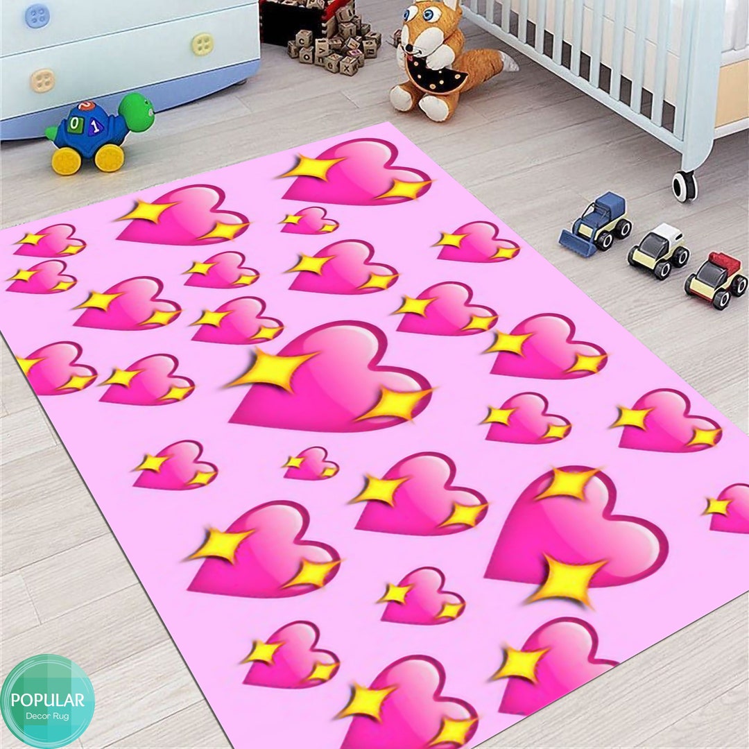 Pink Love, Emoji Rug, Kids Room Mat, Pillow Case Gift, Baby Room Carpet ...
