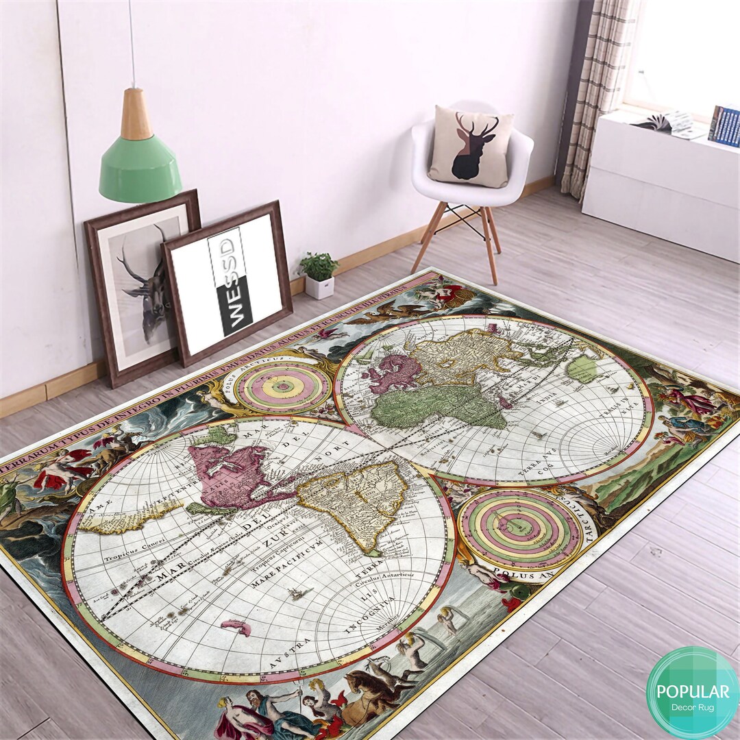 Map Rug, Chart Carpet, Plan Mat, World Map Runner, Kids Room Art, Baby ...