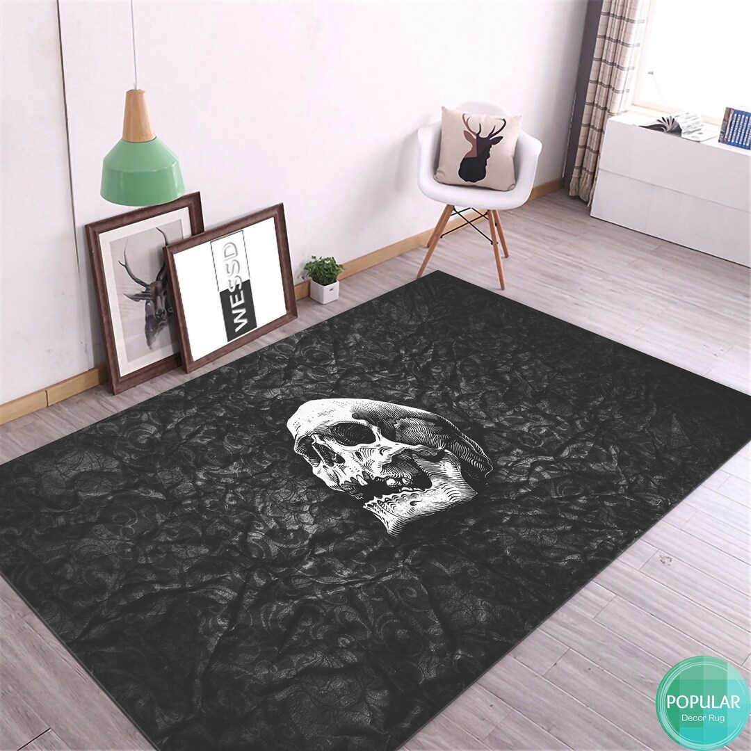 Bloom Skull Dornier Rug, Sugar Skull Rug, Gothic Home Decor Gift ...