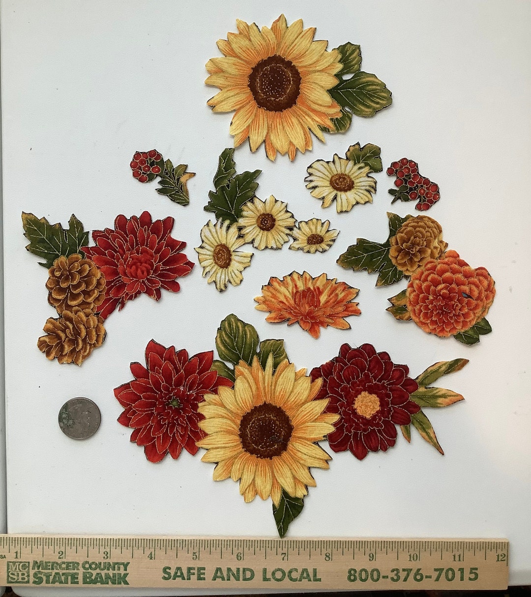 Beautiful Fall Flower Floral Fabric Appliques Iron Ons No Sew - Etsy