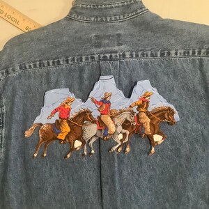 Cowboys Riding Horses Western Vintage Fabric Appliques Iron Ons Rodeo ...