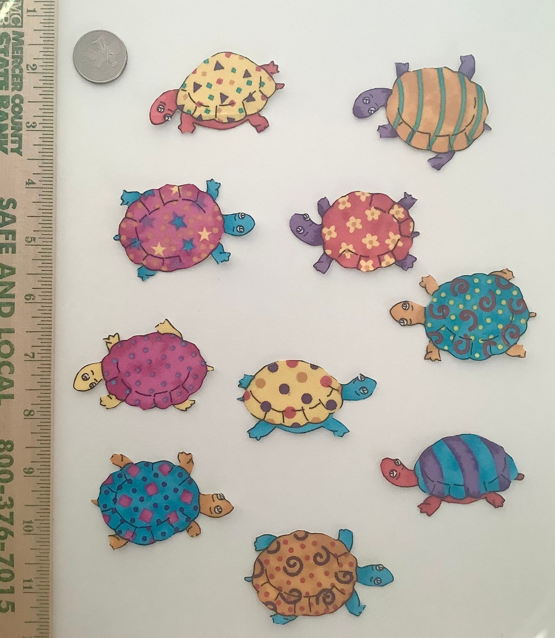 Herd of Crazy Turtles With Bright Shells Fabric Appliques Iron Ons - Etsy
