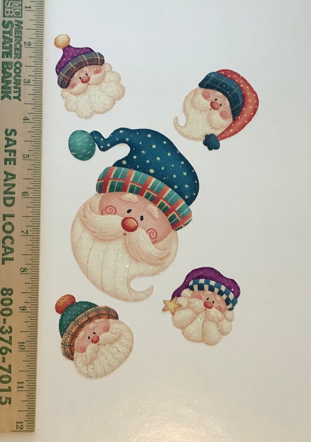 Sparkly Santa Faces Glitter Fabric Appliques Iron Ons You Will Love - Etsy