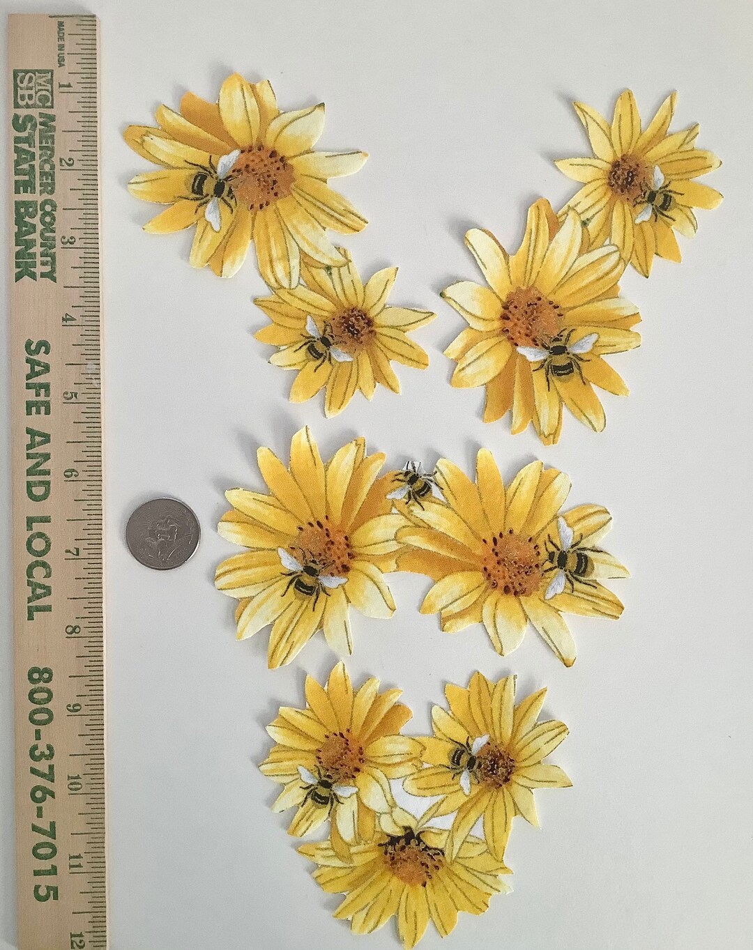 Yellow Daisies With Honey Bees Floral Flowers Fabric Appliques Magnolia Pearl DIY Shabby Chic - Etsy