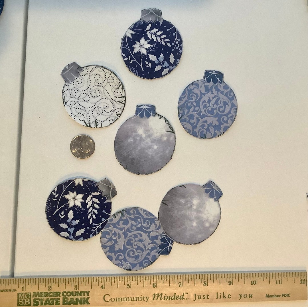 Blue Silver Christmas Ball Ornaments Fabric Appliques Iron Ons - Etsy