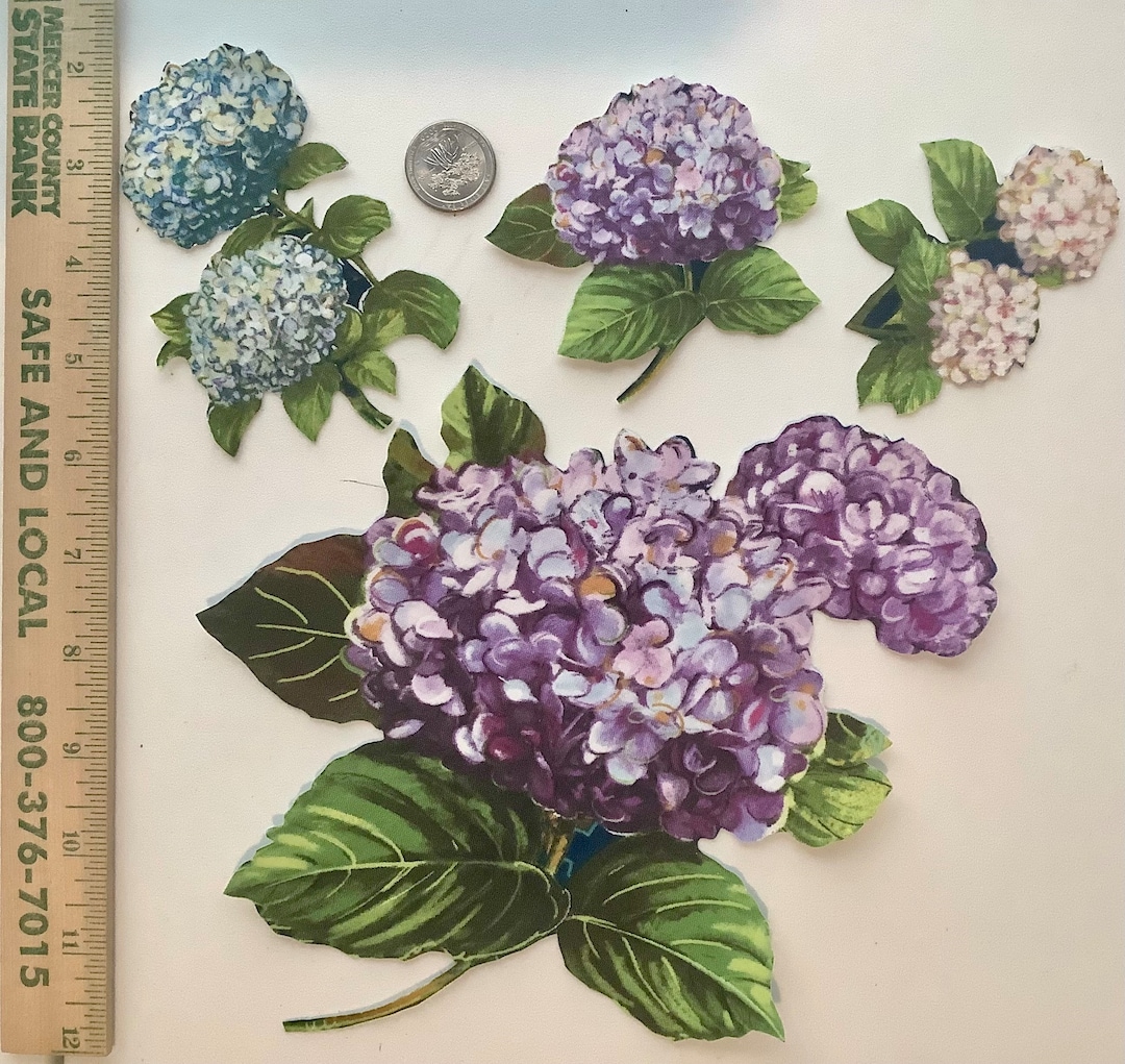 Big Hydrangea Floral Fabric Appliques Iron Ons #2 DIY Shabby - Etsy