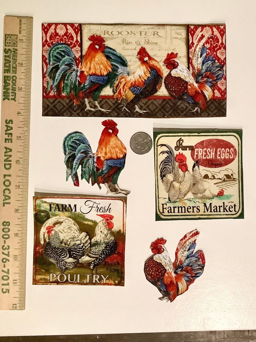 On Sale Big Rooster Chicken Farmers Market Fabric Appliques Iron Ons ...