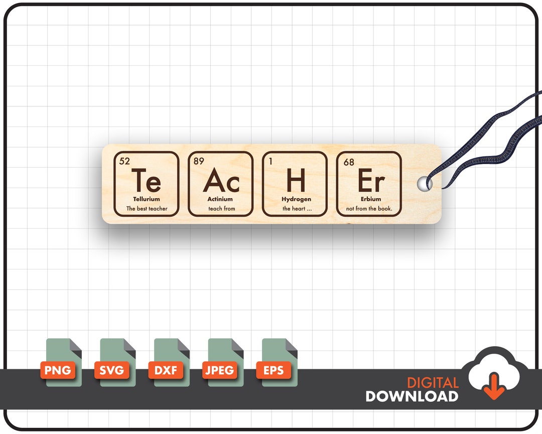 Periodic Bookmark Gift for Teacher - Laser SVG File Digital Download ...