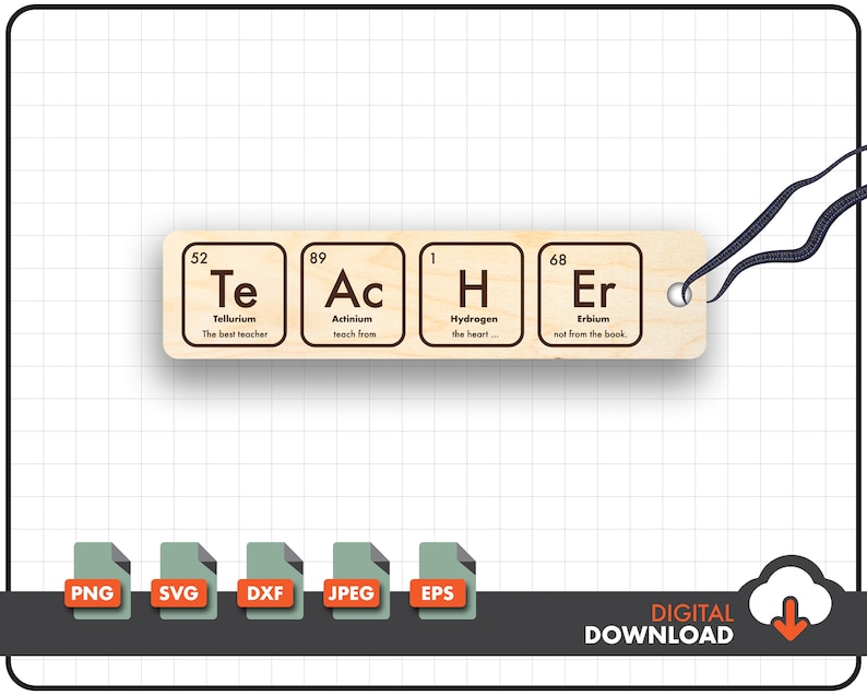 Periodic Bookmark Gift for Teacher - Laser SVG File Digital Download ...