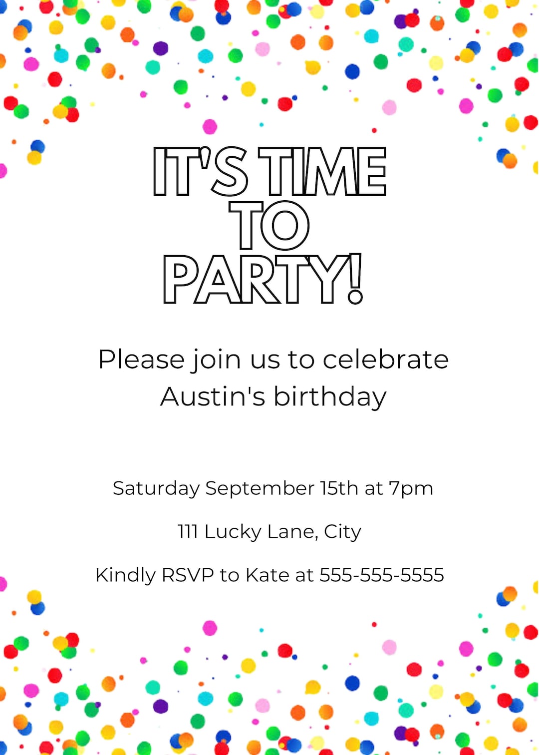 It's Time to Party Digital Download Invitation - Etsy