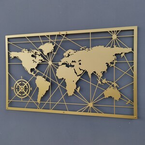 Metal World Map -metal Wall Decoration, Metal Wall Art, Housewarming ...