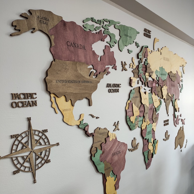 World Map Wall Art - Etsy