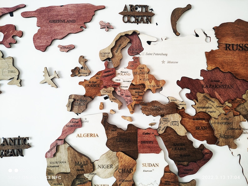 World Map Wood Map Wall Art Decor Wooden World Map 3D - Etsy