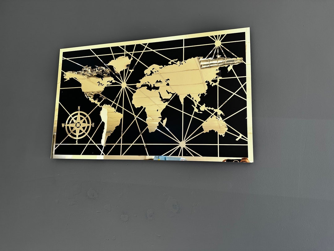 Wooden Acrylic World Map wooden Wall Decoration, Wooden Wall Art ...