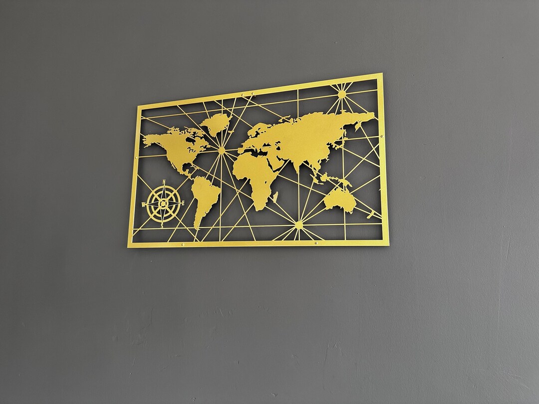 Metal World Map, Metal Wall Decoration, Metal Wall Art, Housewarming ...