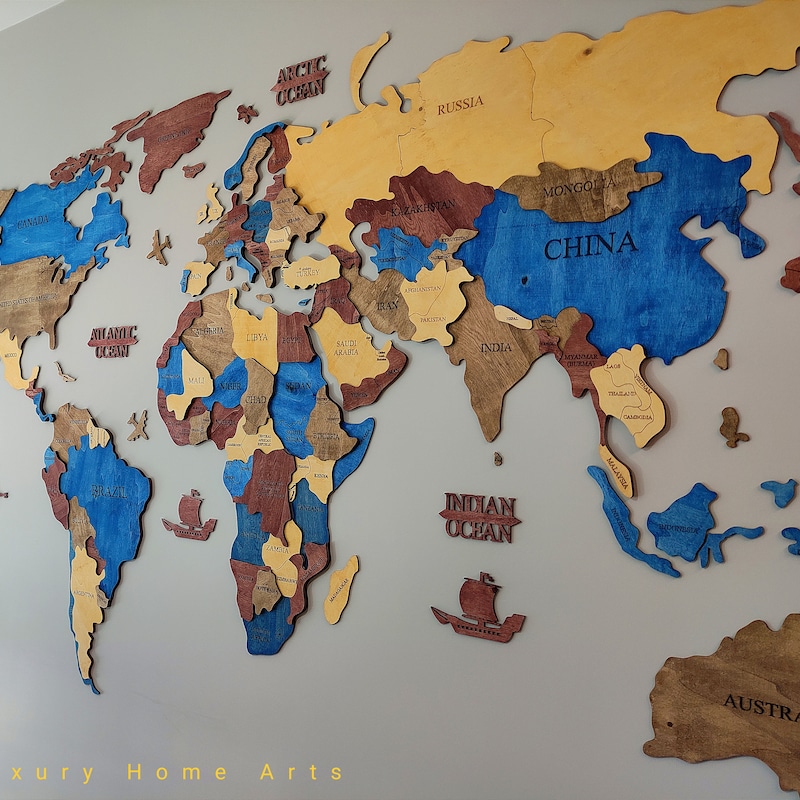 Wooden World Map - Etsy