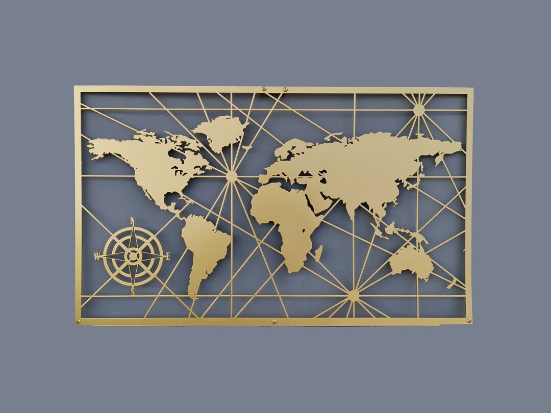 Metal World Map metal Wall Decoration Metal Wall Art - Etsy