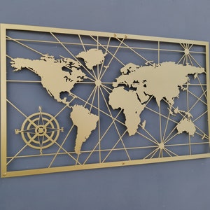 Metal World Map -metal Wall Decoration, Metal Wall Art, Housewarming ...