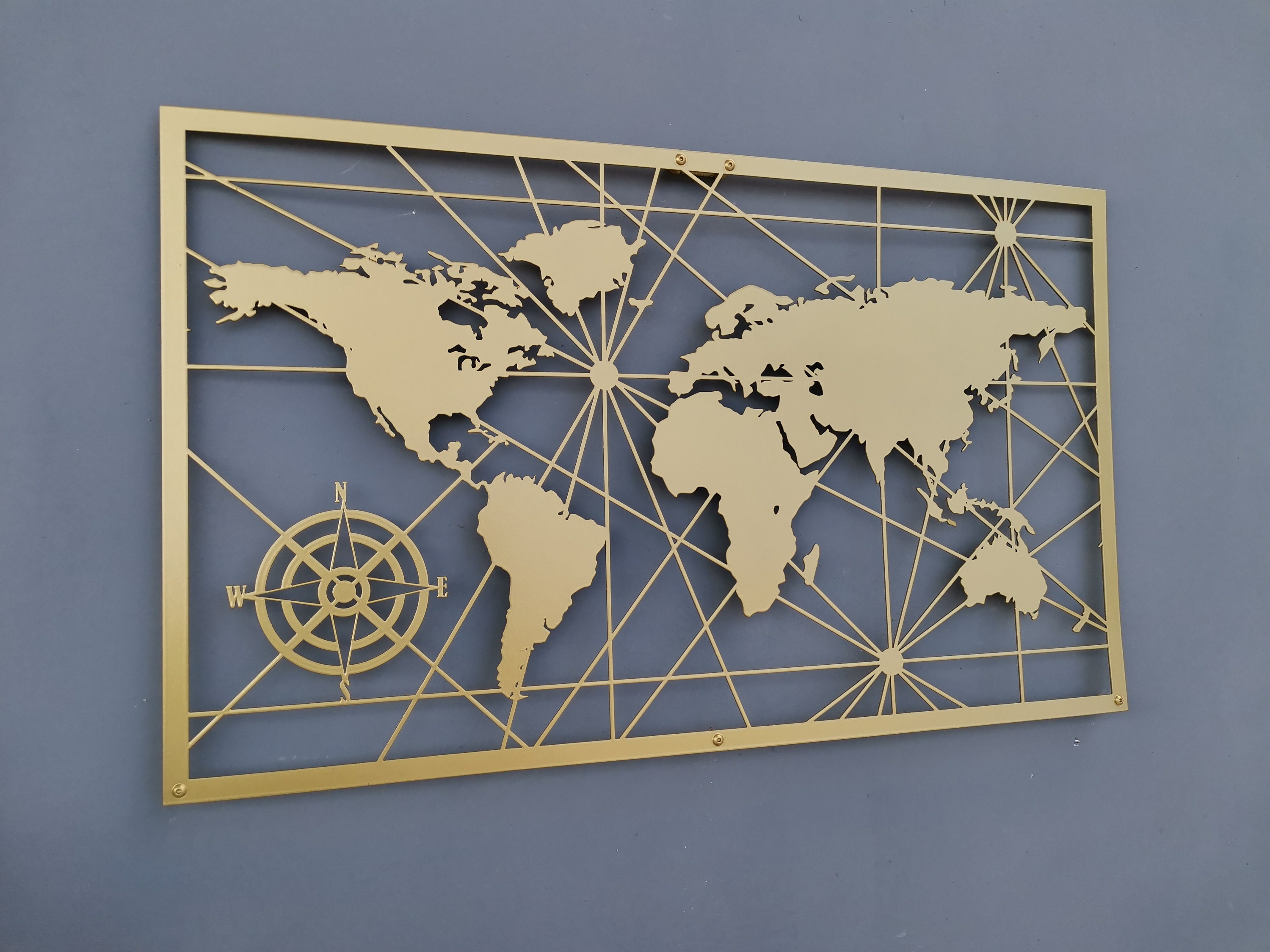 Metal World Map metal Wall Decoration Metal Wall Art - Etsy