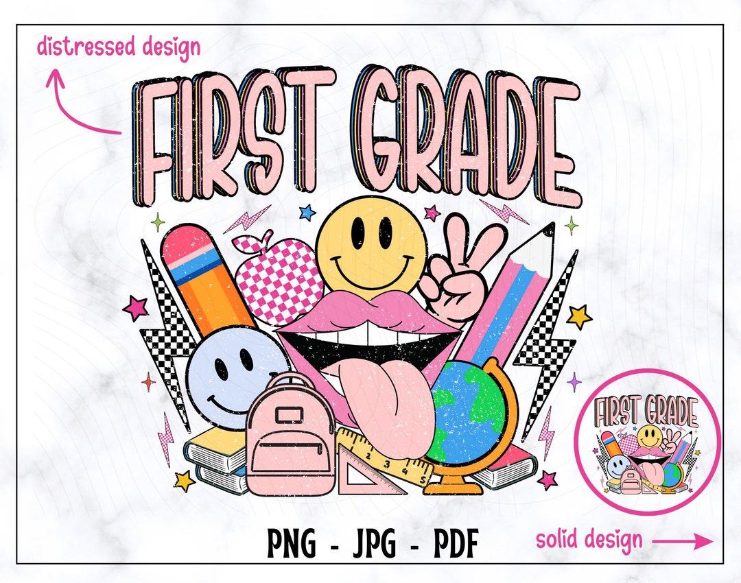 Retro First Grade PNG, First Grade PNG, First Grade Shirt Png, Funny ...