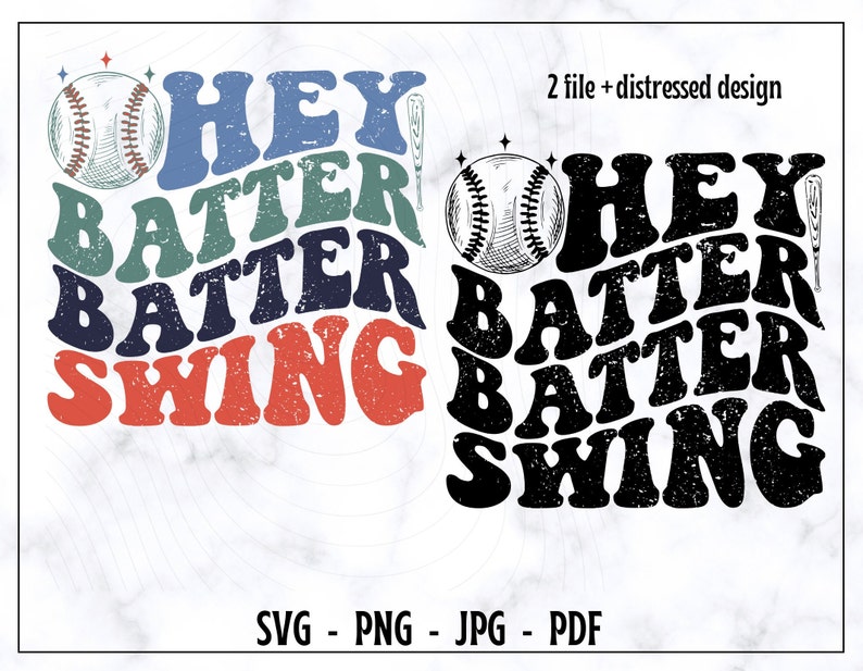 Hey Batter Batter Swing SVG PNG Baseball Svg Retro Baseball - Etsy