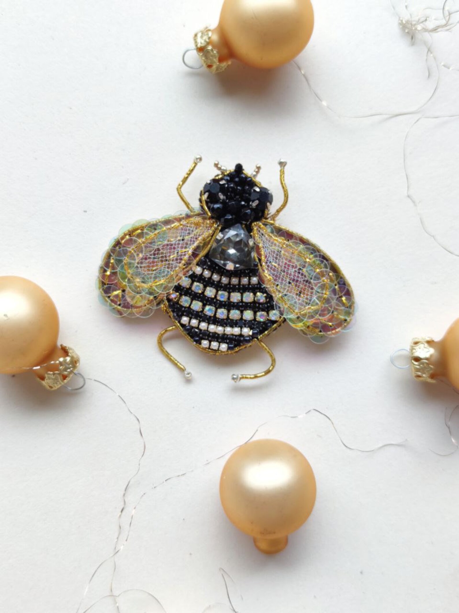 Brooch Bee Embroidered With Sequins - Etsy