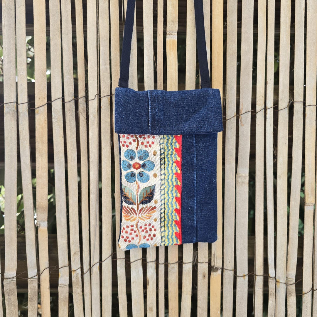 Fabric Phone Pouch With Shoulder Strap and Magnetic Closure. - Etsy