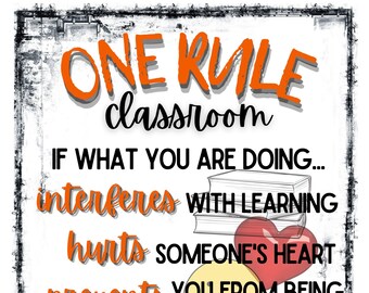 One Rule Classroom - Etsy