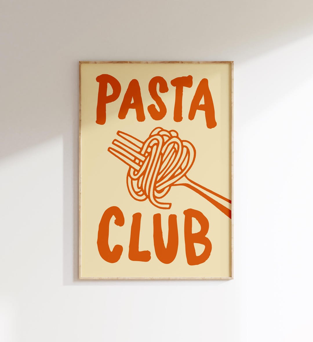 Funny Pasta Poster, Printable Kitchen Wall Art, Retro Food Illustration ...