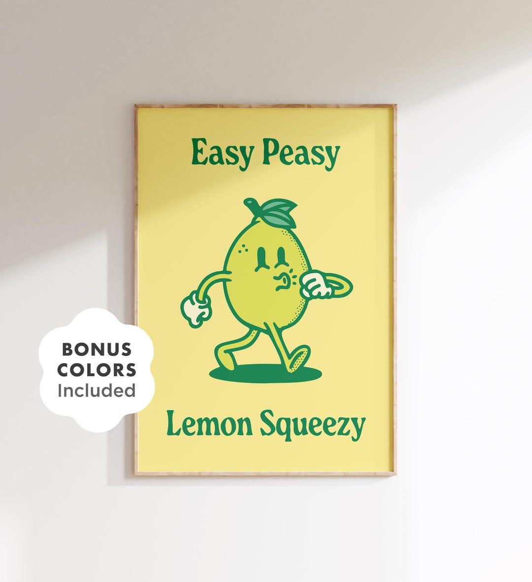 Retro Kitchen Wall Art Printable, Easy Peasy Lemon Squeezy Funny Quote ...