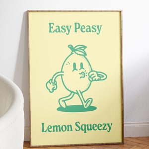 Easy Peasy Lemon Squeezy, Retro Wall Art, Downloadable Art, Wall Decor ...