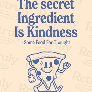 Kindness Retro Character Wall Art, Retro Quote Wall Art, Digital ...
