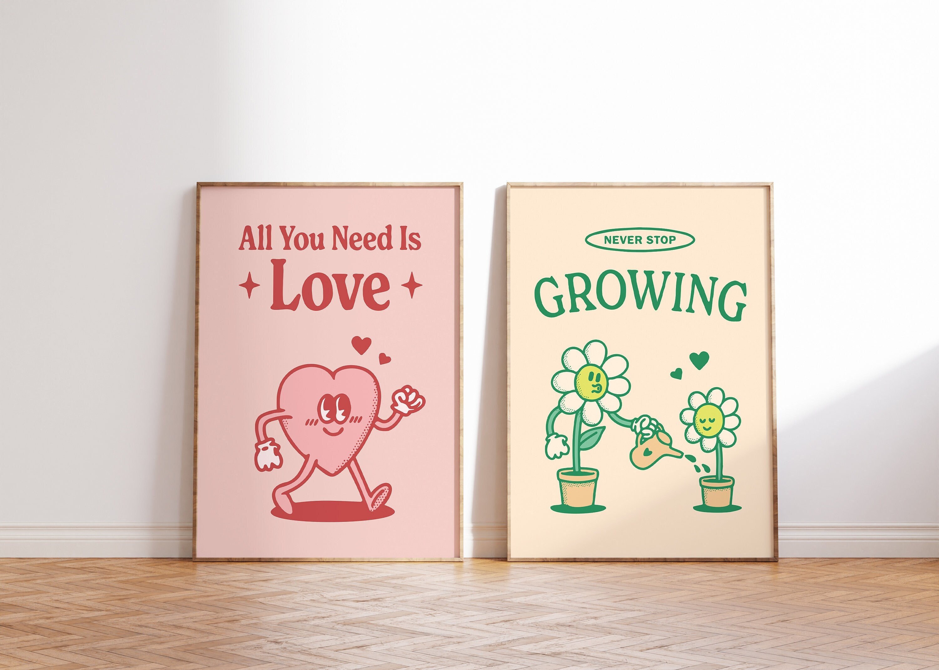 Set of 2 Retro Printable Wall Art Prints, Groovy Digital Posters for ...