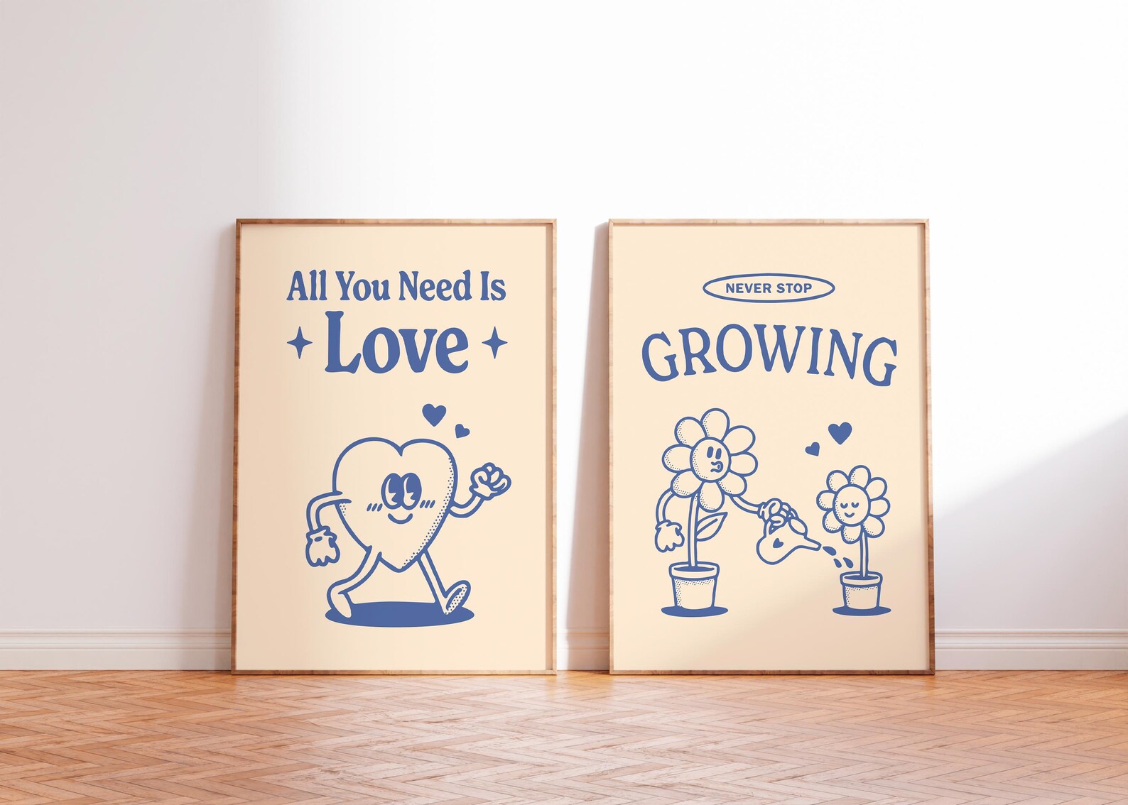 Set of 2 Retro Printable Wall Art Prints, Groovy Digital Posters for ...