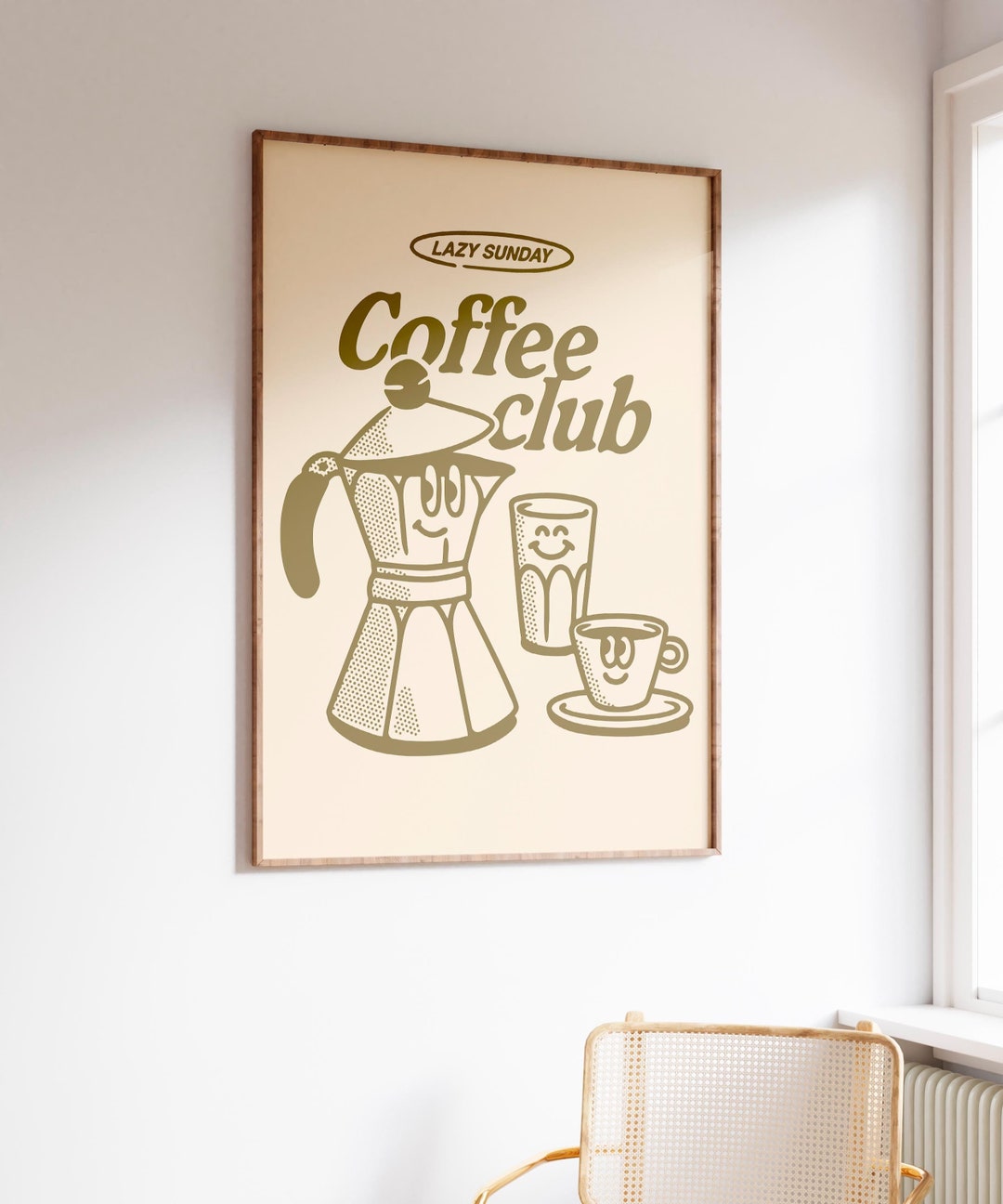 Vintage Coffee Bar Poster, Retro Brown Coffee Print, Cozy Kitchen Decor ...