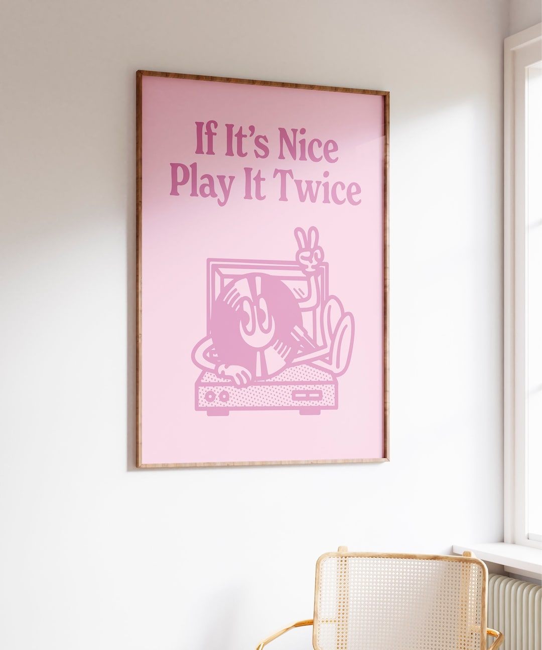 If It's Nice Play It Twice, Retro Wall Art, Retro Quote, Record Player ...