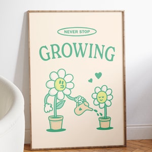 Never Stop Growing Retro Design Wall Art Downloadable Art - Etsy