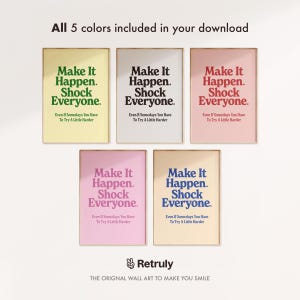 Retro Motivational Wall Art, Groovy Inspirational Quote Poster ...