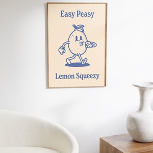 Easy Peasy Lemon Squeezy Poster, Retro Wall Art, Cute Retro Character ...