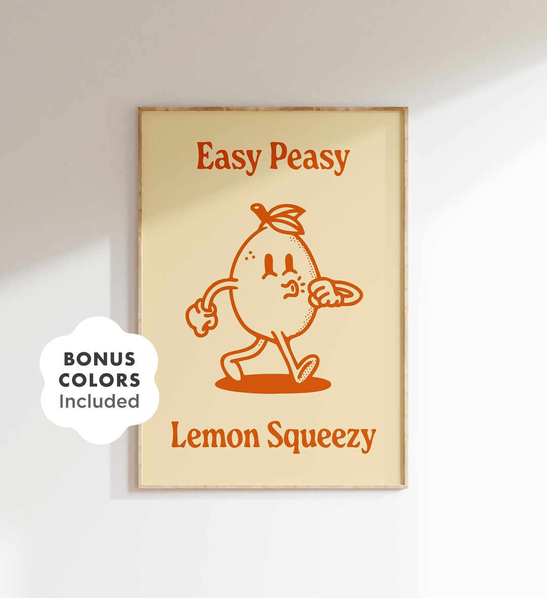 Funny Kitchen Wall Art, Retro Food Quote Poster, Easy Peasy Lemon ...