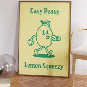 Easy Peasy Lemon Squeezy Retro Wall Art Downloadable Art - Etsy