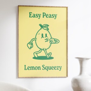 Easy Peasy Lemon Squeezy Retro Wall Art Downloadable Art - Etsy