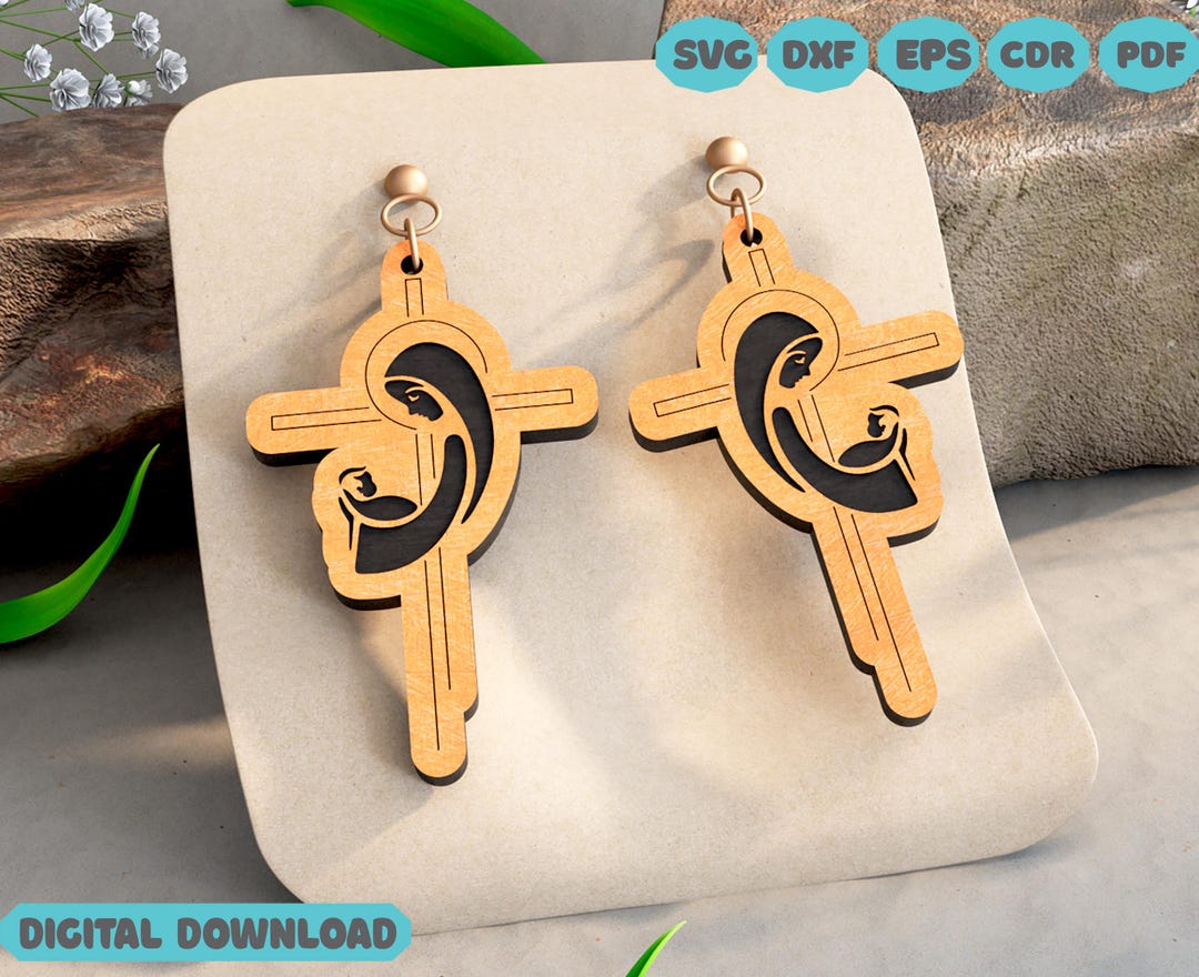 Cross Earring SVG, Earring Laser File, Nativity Scene Earrings SVG - Etsy