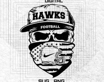 Hawks Football SVG Cut File - Etsy