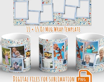 Photo Collage Mug Wrap Png Picture Mug Template for - Etsy