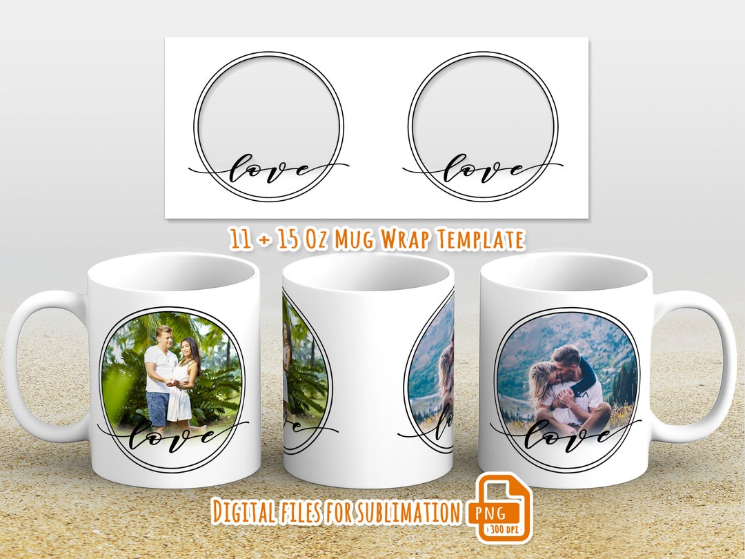 Love Mug Wrap, 2 Photo Frame Mug Png, Picture Mug Template for ...