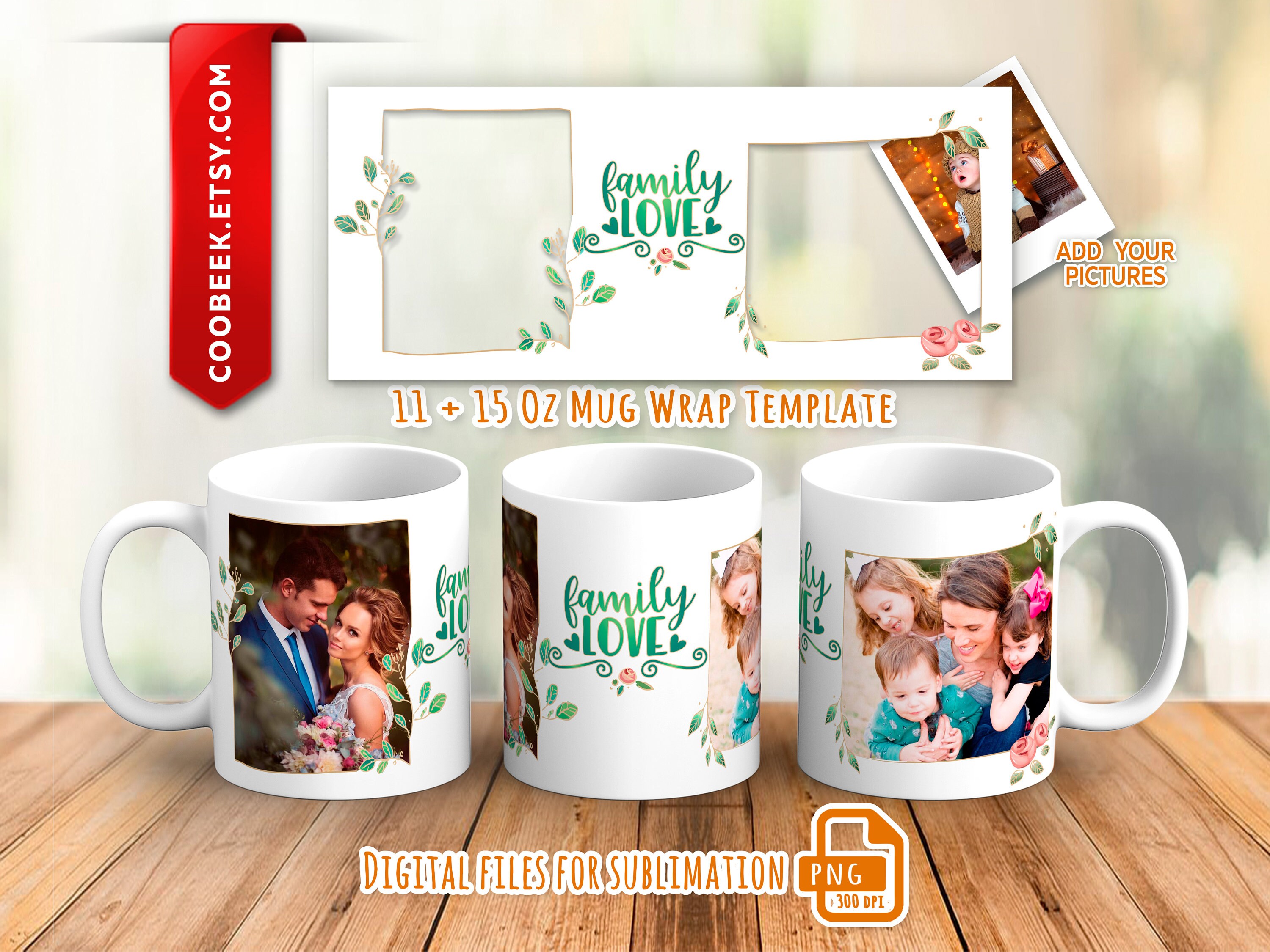 Photo Mug Wrap Png, Picture Mug Template for Sublimation 11 and 15 Oz ...