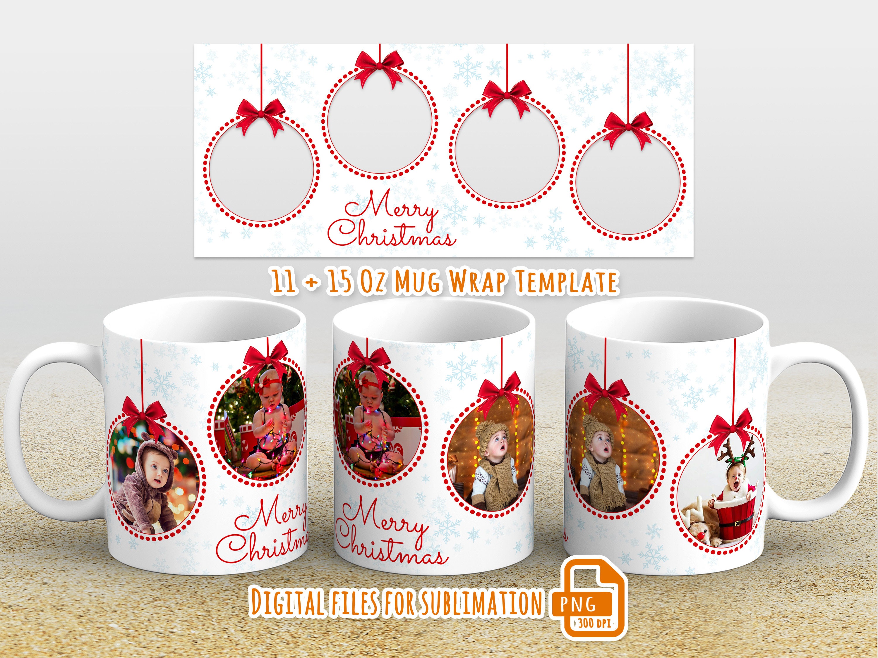 Christmas Mug Png, 11oz and 15oz Mug Png, Christmas Photo Mug Template ...