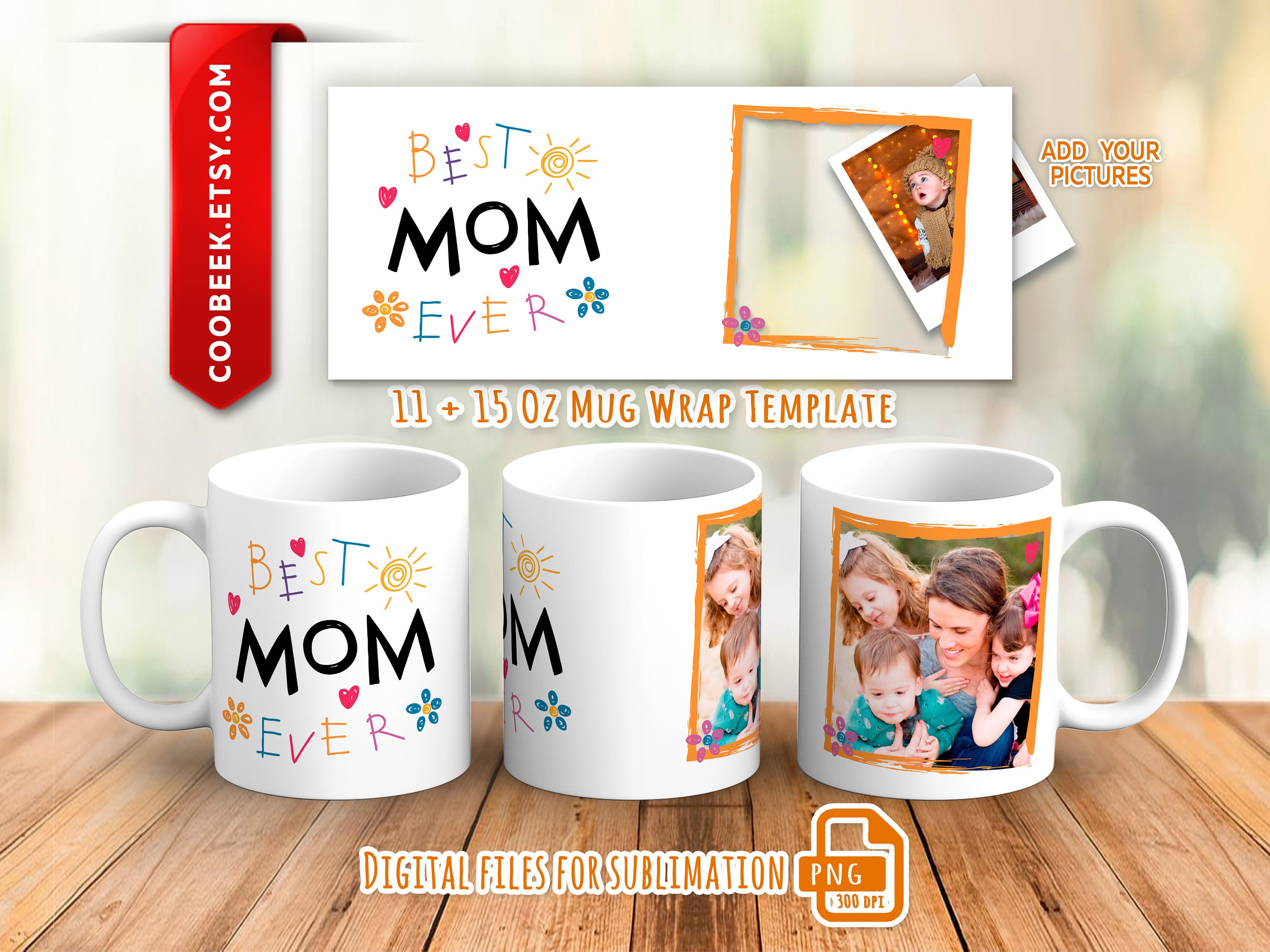Photo Mug Wrap Png, Picture Mug Template for Sublimation 11 and 15 Oz ...