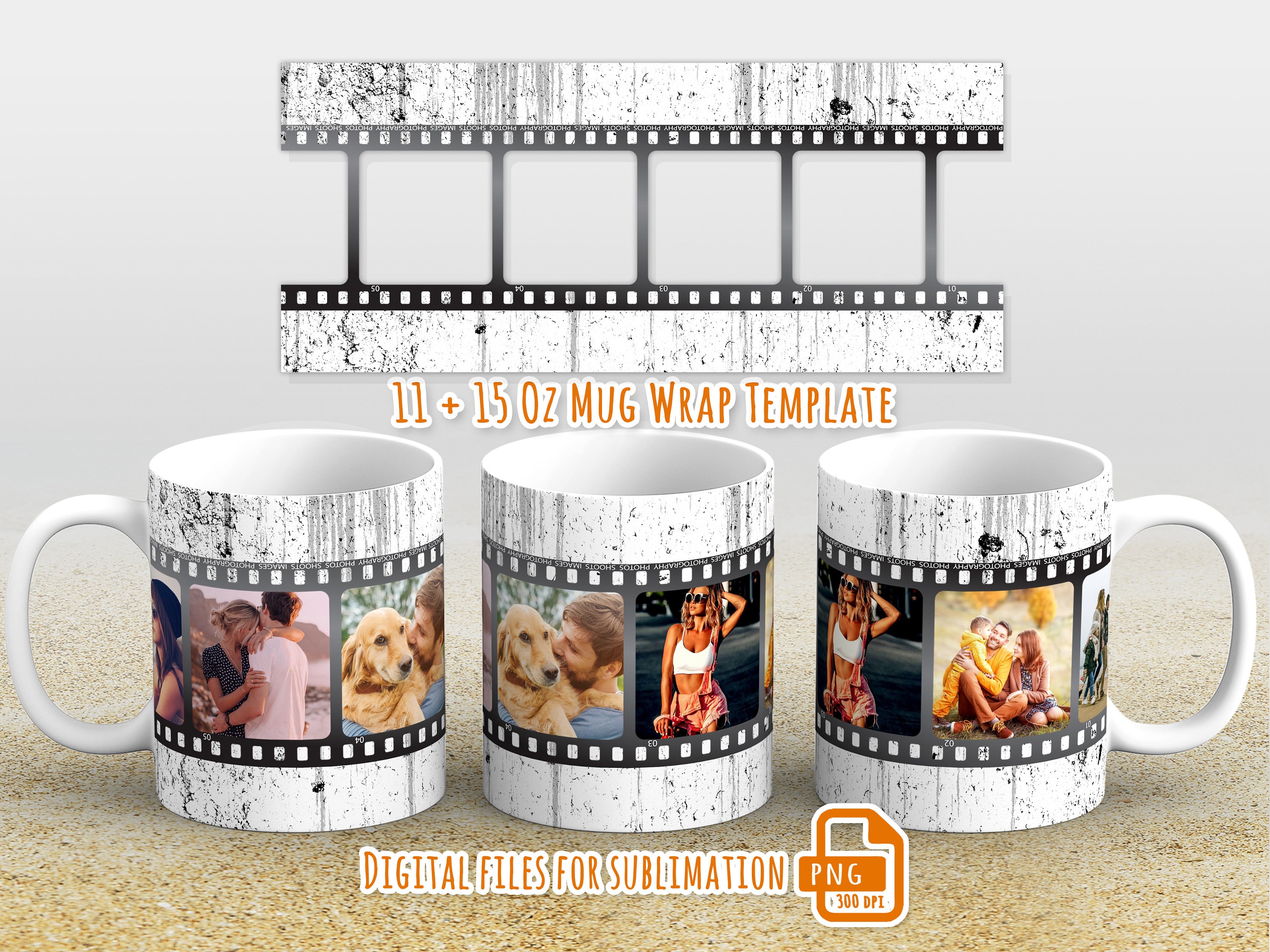 Photo Frame Png Wrap, Photo Mug Wrap Png, Picture Mug Template for ...